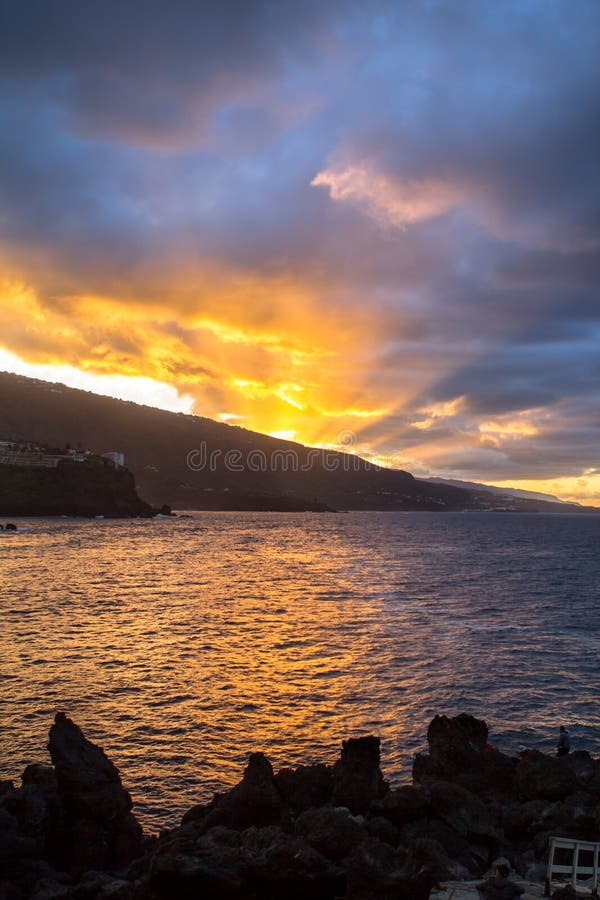Sunset Sky Over Volcano Teide Stock Photo - Image of teide, evening ...