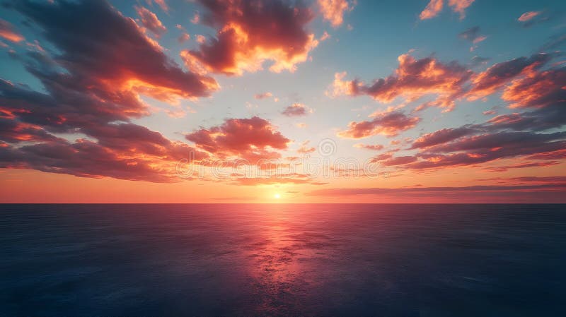 Sunset Sky Over Water - Realistic Background Image Stock Illustration ...