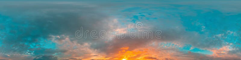 Sunset Sky Panorama with Bright Glowing Pink Cirrus Clouds. HDR Stock ...