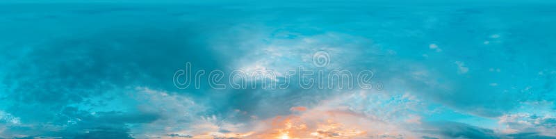 Sunset Sky Panorama with Bright Glowing Pink Cirrus Clouds. HDR Stock ...