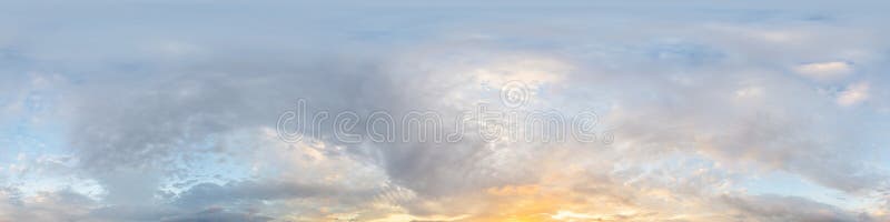 Sunset Sky Panorama with Bright Glowing Pink Cirrus Clouds. HDR Stock ...