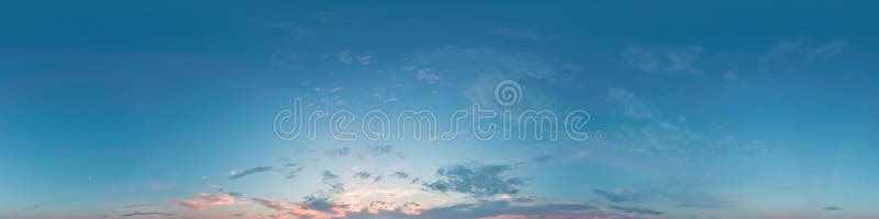 Sunset Sky Panorama with Bright Glowing Pink Cirrus Clouds. Seamless ...