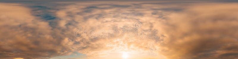 Sunset Sky Panorama with Bright Glowing Pink Cumulus Clouds. HDR Stock ...