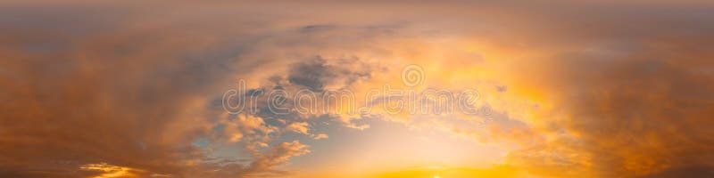 Sunset Sky Panorama with Bright Glowing Pink Cumulus Clouds. HDR Stock ...