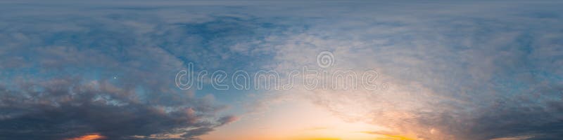 Sunset Sky Panorama with Bright Glowing Pink Cumulus Clouds. HDR Stock ...
