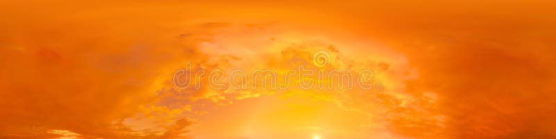 Sunset Sky Panorama with Bright Glowing Pink Cumulus Clouds. HDR Stock ...