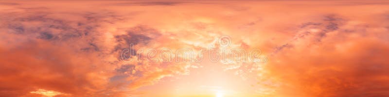Sunset Sky Panorama with Bright Glowing Pink Cumulus Clouds. HDR Stock ...