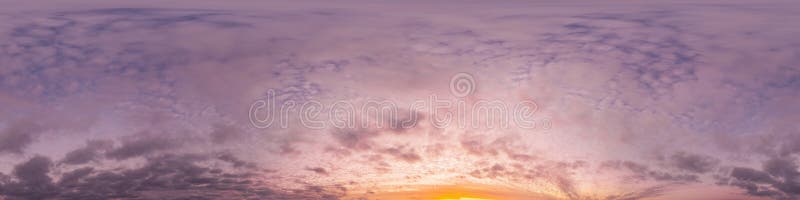 Sunset Sky Panorama with Bright Glowing Pink Cirrus Clouds. Seamless ...