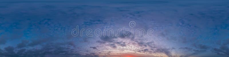 Sunset Sky Panorama with Bright Glowing Pink Cumulus Clouds. HDR 360 ...