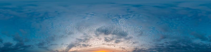 Sunset Sky Panorama with Bright Glowing Pink Cumulus Clouds. HDR 360 ...