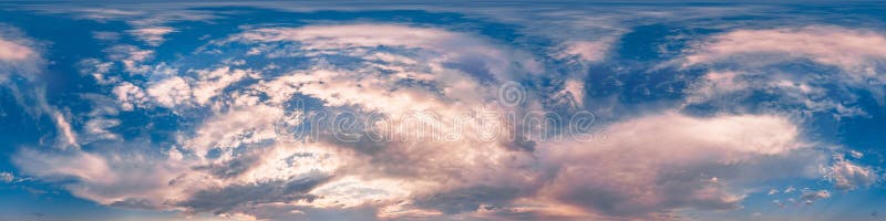 Sky Panorama with Bright Glowing Golden Clouds. HDR 360 Seamless ...