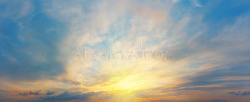 Sunset Sky Panorama with Clouds Stock Photo - Image of horizon, privacy ...