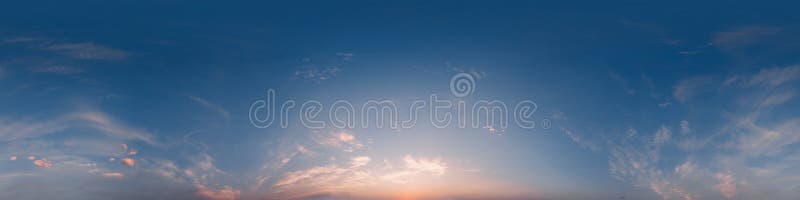Sunset Sky Panorama, Glowing Pink Cirrus Clouds, Seamless 360 Hdr ...