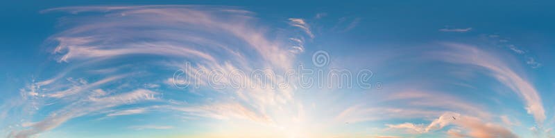 Sunset Sky Panorama, Glowing Pink Cirrus Clouds, Seamless 360 Hdr ...