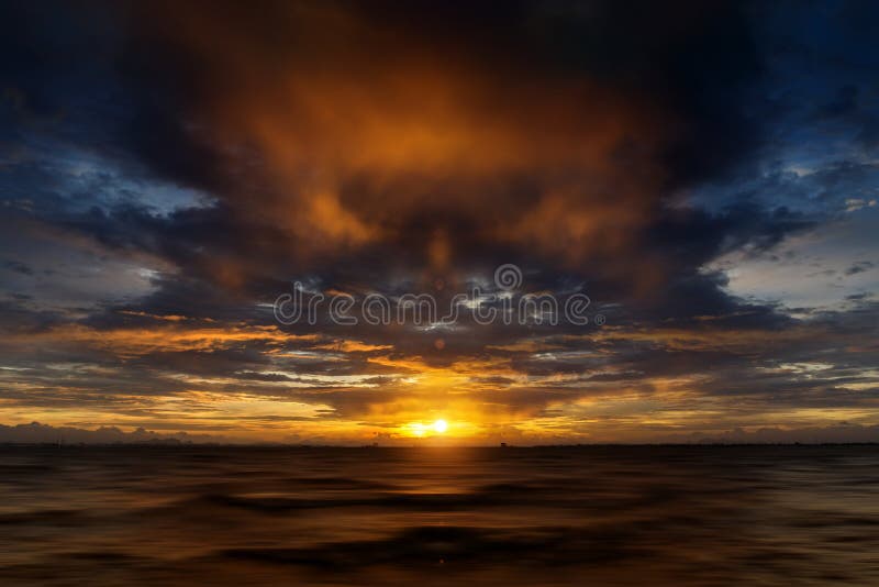 Sunset Sky with Rain Cloud on the Lake Stock Photo - Image of orange ...