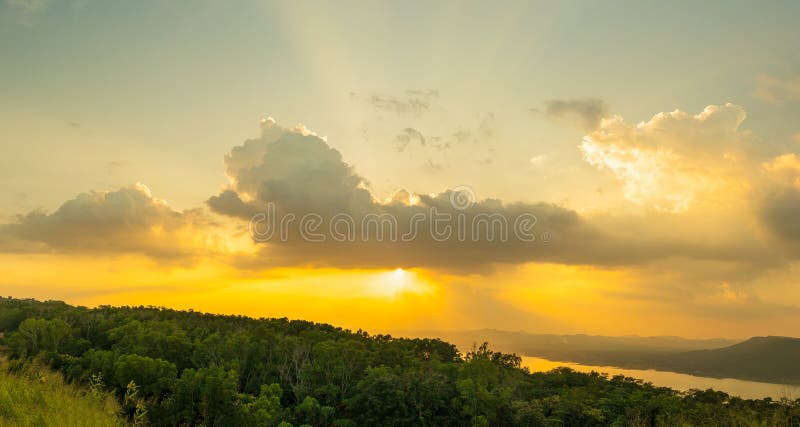 Sunset Sky with Ray Light in Twilight Time Stock Photo - Image of light ...