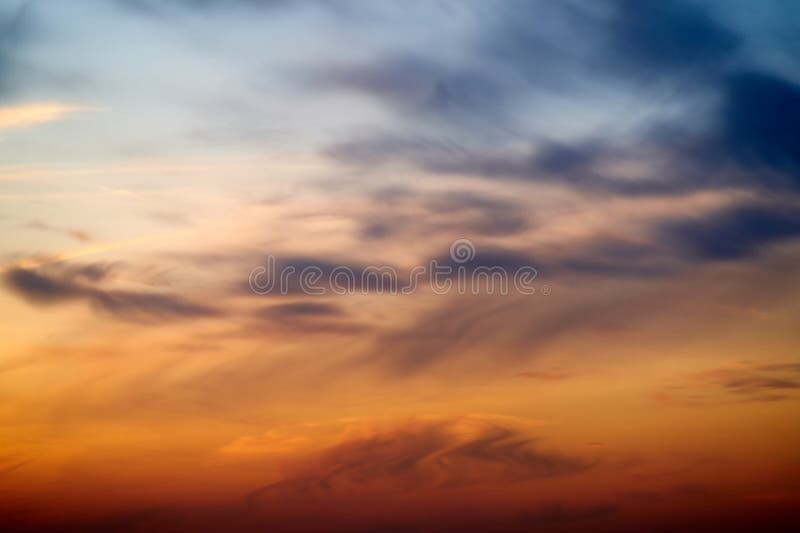 Sunset Sky with Red Light of the Setting Sun. Evening Clouds in the ...
