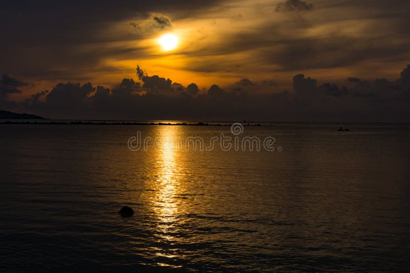 Sunset Sky Reflect on the Sea, Light and Cloud of the Sunset is ...
