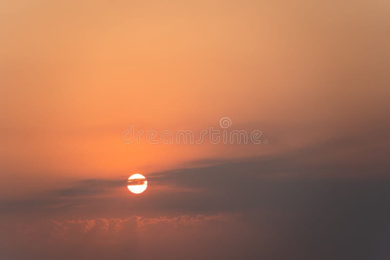 Sunset Sky Scene with Sun Disk with Dark Clouds Stock Photo - Image of ...