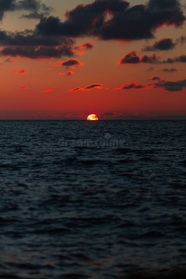 Sunset Sky on the Sea in the Autumn Stock Image - Image of afterglow ...