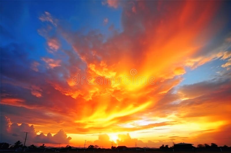 A Sunset Sky with Some Clouds Created with Generative AI Technology ...