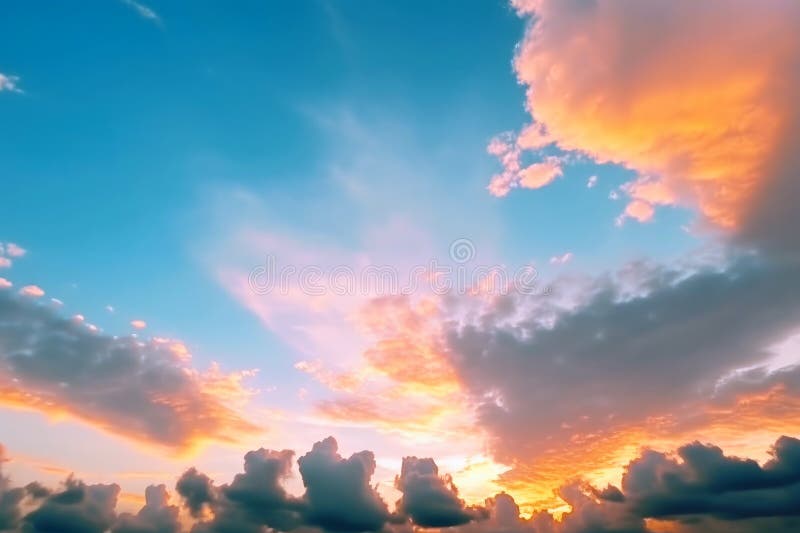 A Sunset Sky with Some Clouds Created with Generative AI Technology ...