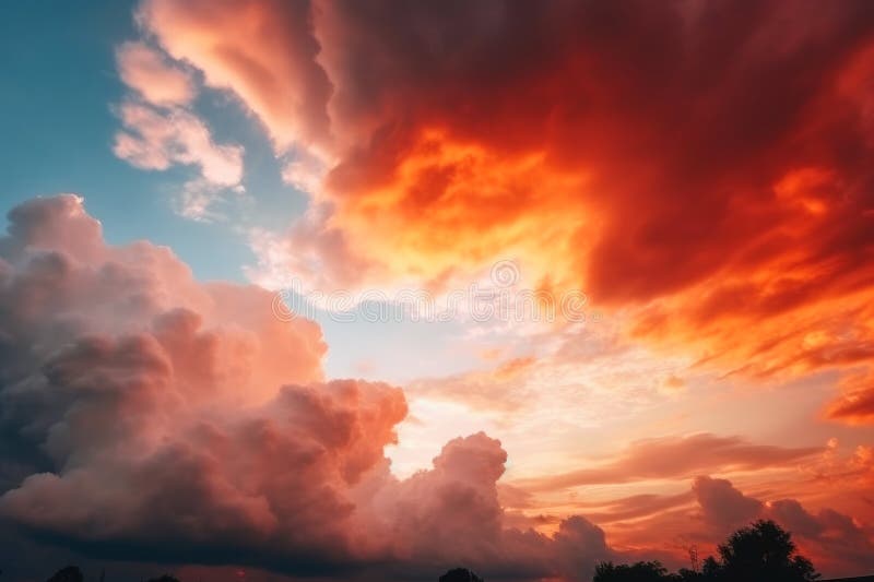 A Sunset Sky with Some Clouds Created with Generative AI Technology ...