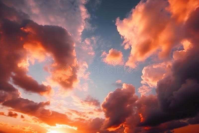 A Sunset Sky with Some Clouds Created with Generative AI Technology ...