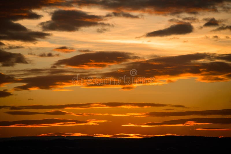 Sunset Sky without Sun, with Gold Clouds Stock Photo - Image of ...