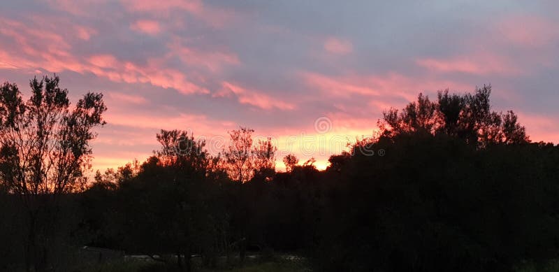 Sunset,sky, Trees Beautifull Nightfall Dusk Stock Image - Image of ...