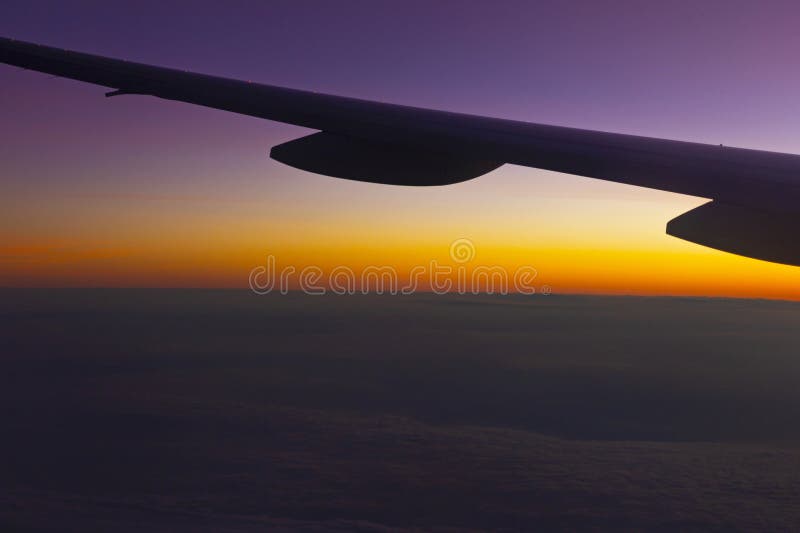 Sunset Sky Under Wing of Airplane Stock Image - Image of industry ...