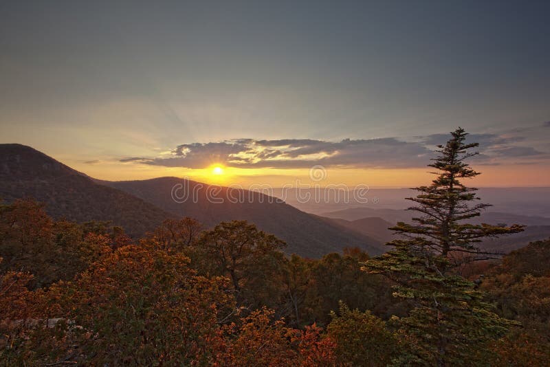 Sunset on Skyline Drive stock photo. Image of mountain - 16389108