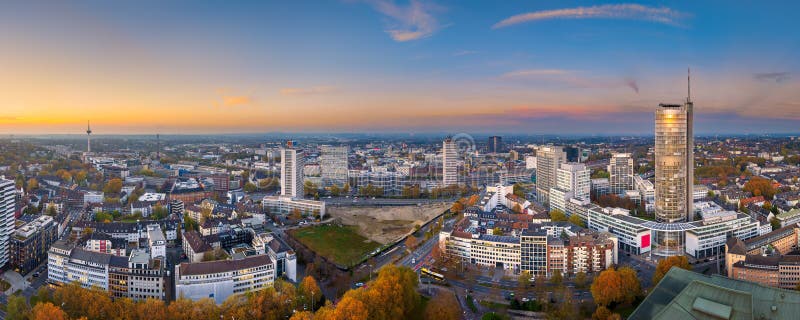 Sunset Skyline of Essen, Germany Stock Image - Image of panorama ...