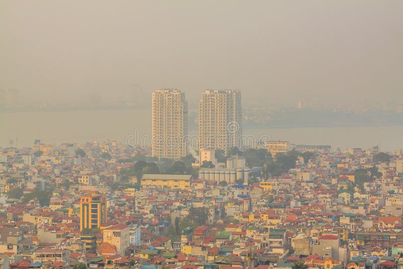 Sunset on Skyscraper at Hanoi Stock Photo - Image of large, landscape ...