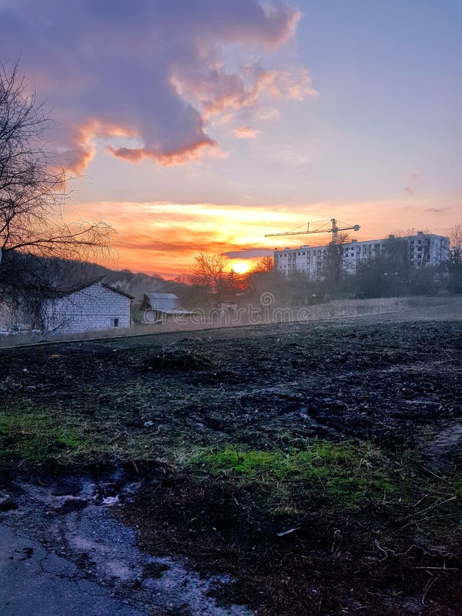 The Sunset is Very Beautiful and Nice Shadows on the Lake Stock Image ...