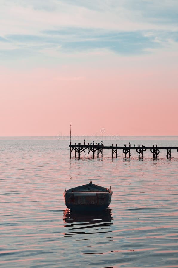 Sunset in small port stock photo. Image of twilight, nightfall - 94235688