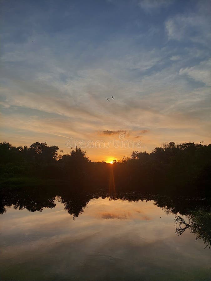 The Sunset in the Small River is Truly Beautiful Stock Image - Image of ...