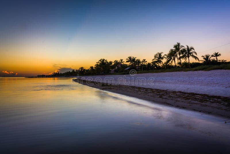 Sunset at Smathers Beach, Key West, Florida. Stock Image - Image of ...