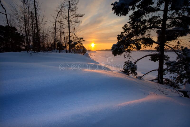 Sunset and snow stock photo. Image of evening, dusk, blue - 18389940