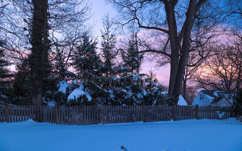 Sunset after a snow storm stock photo. Image of beauty - 105868896