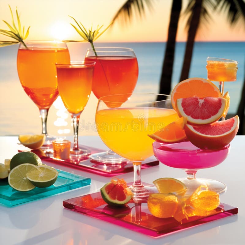 Sunset Soiree: Hip and Vibrant Dining by the Beach Stock Photo - Image ...