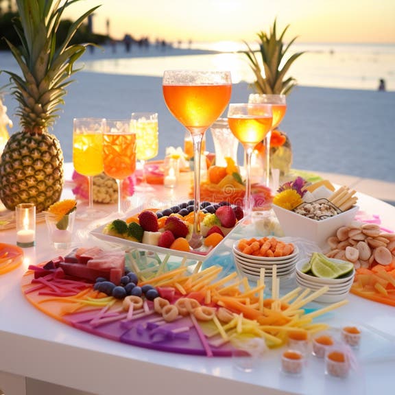 Sunset Soiree: Hip and Vibrant Dining by the Beach Stock Photo - Image ...