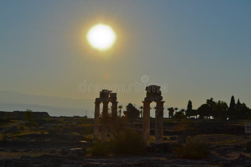 Sunset in some ruins stock image. Image of sunset, pamukkale - 46801329