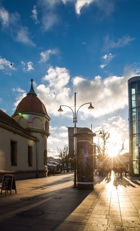 Sunset in Sopot, Poland editorial stock photo. Image of tower - 167334743