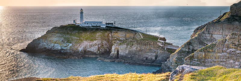 Sunset at South Stack Lighthouse on Anglesey in Wales Stock Image ...