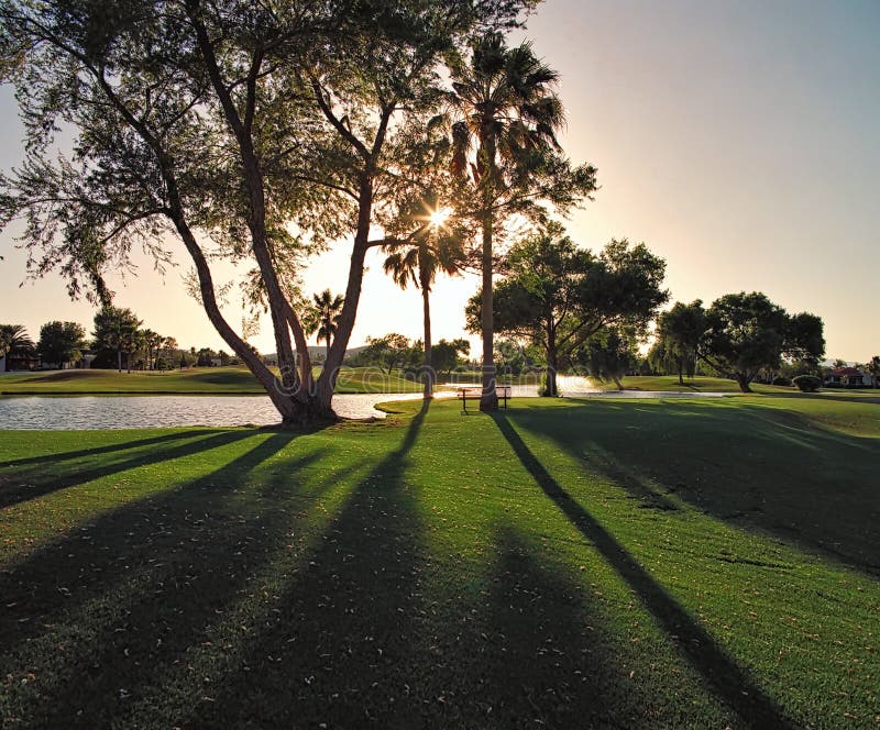 Sunset on a Southwest Golf Course Stock Image - Image of golf, nature ...