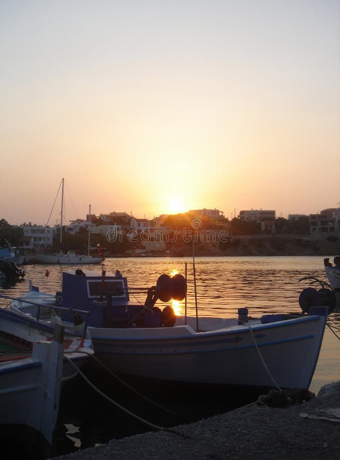 Sunset in Souvala port stock photo. Image of port, souvala - 8986286