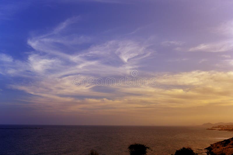 Sunset on spanish coast. stock image. Image of path, coast - 95242851