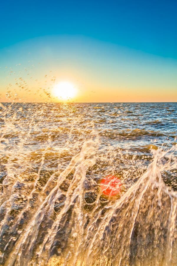 Sunset through a Spray in the Backlight, Close-up Stock Photo - Image ...