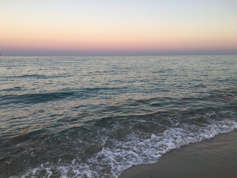 Sunset in Spring at Miami Beach, Florida. Stock Image - Image of clouds ...